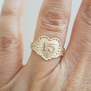 Jewelry | New 14k Yellow Gold Heart Sweet 15 Quinquennia Girls Ring ...